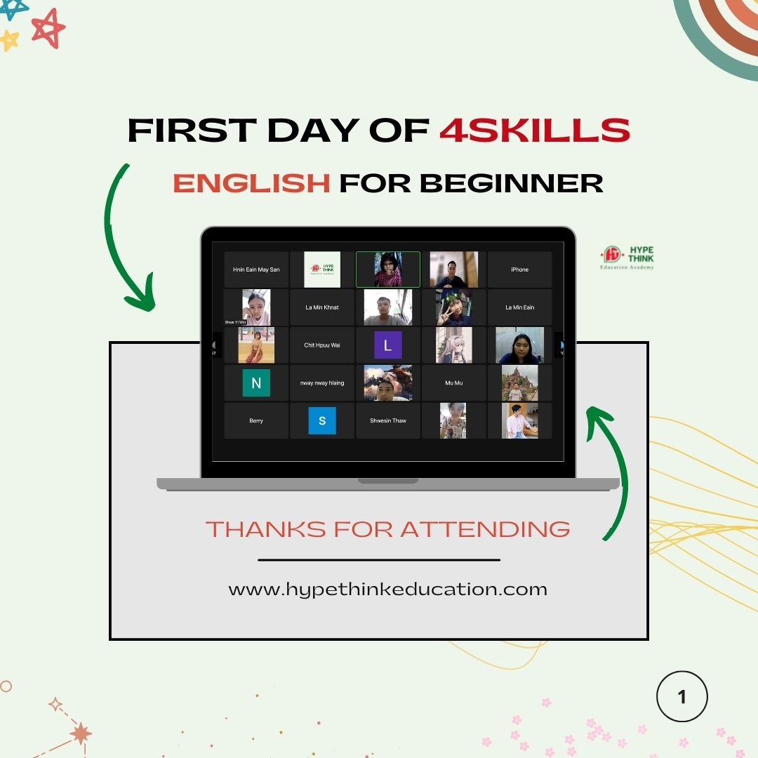 First Day of English 4 Skills for Beginner - Hype Think Education