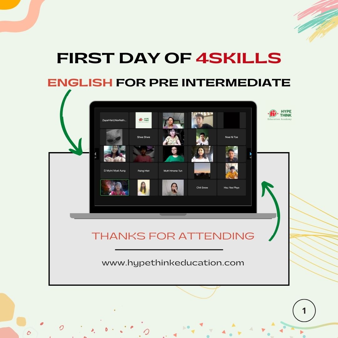 First Day of English 4 Skills for Pre-Intermediate - Hype Think Education