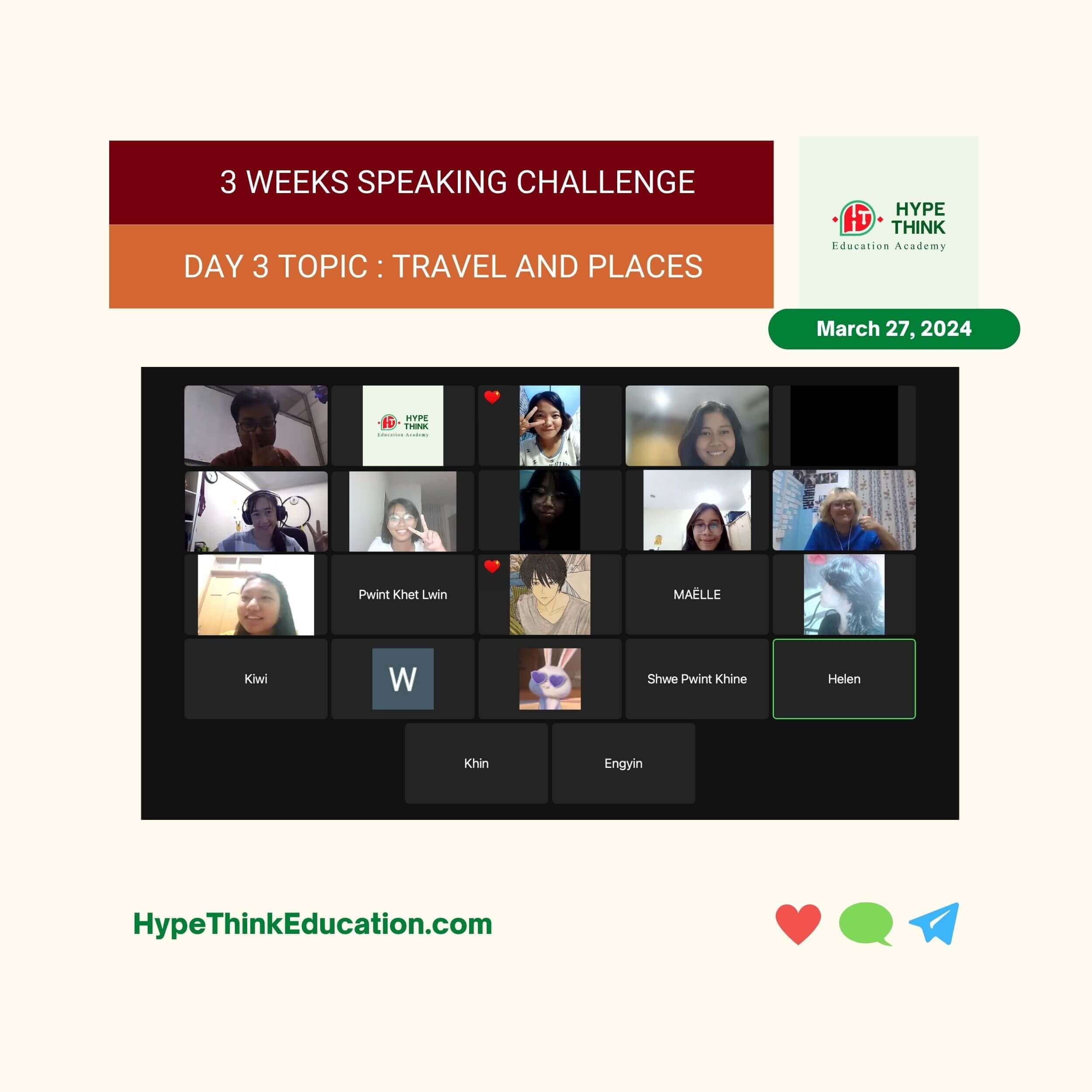 Day 3 Topic : Travel and Places "3 weeks Challenge" Speaking Free Club ...